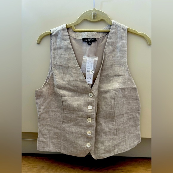 J. Crew | Tops | J Crew Light Brown Linen Vest | Poshmark
